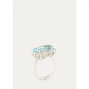 Jamie Wolf 18k White Gold, Aquamarine & 1.36 Tcw Diamond Ring