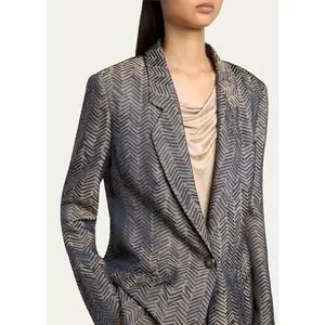 Giorgio Armani Herringbone Jacquard Single-breasted Jacket