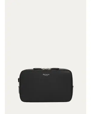 SERAPIAN Zipped Leather Travel Pouch - Black