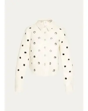 Cinq À Sept Grommet Faux Leather Jacket - Ivory