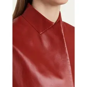 Khaite Dolso Single-breasted Leather Cape Jacket