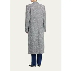 Stella McCartney Double-breasted Check Boucle Long Coat