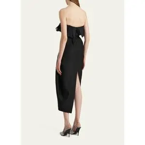 Khaite Salm Pleated Strapless Midi Dress