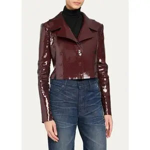 TOM FORD Perforated Patent Leather Crop Double-breasted Jacket