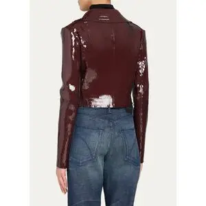 TOM FORD Perforated Patent Leather Crop Double-breasted Jacket