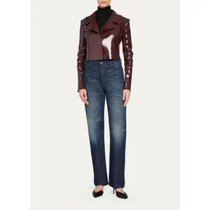 TOM FORD Perforated Patent Leather Crop Double-breasted Jacket