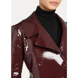 TOM FORD Perforated Patent Leather Crop Double-breasted Jacket