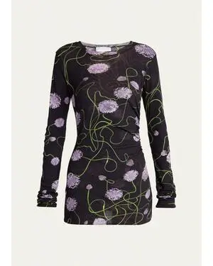Stella McCartney Twisted Allium Layered Mesh Long-sleeve Top