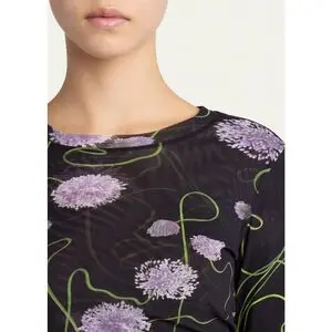 Stella McCartney Twisted Allium Layered Mesh Long-sleeve Top