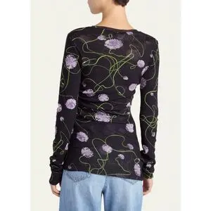 Stella McCartney Twisted Allium Layered Mesh Long-sleeve Top