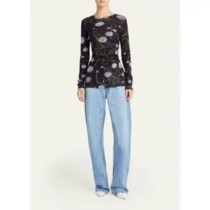 Stella McCartney Twisted Allium Layered Mesh Long-sleeve Top