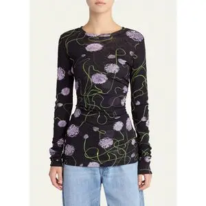 Stella McCartney Twisted Allium Layered Mesh Long-sleeve Top
