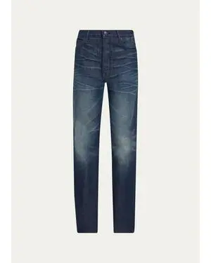 TOM FORD Low-waist Stonewashed Denim Straight-leg Boyfriend Pants - Midnight