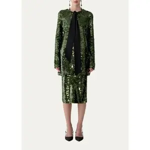 Carolina Herrera Embellished Knit Pencil Skirt