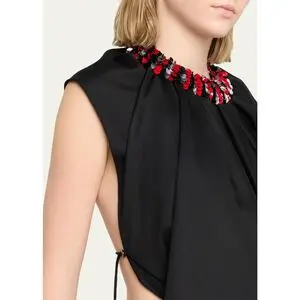 DIOTIMA Parade Embellished Asymmetric Backless Maxi Dress
