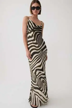Meshki Zoe Cowl Front Printed Maxi Dress - Print