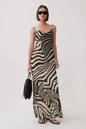 Meshki Zoe Cowl Front Printed Maxi Dress