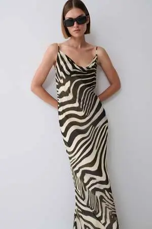 Meshki Zoe Cowl Front Printed Maxi Dress