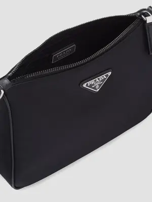 Prada Re-nylon And Saffiano Leather Shoulder Bag - Black