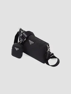 Prada Re-nylon And Saffiano Leather Shoulder Bag - Black