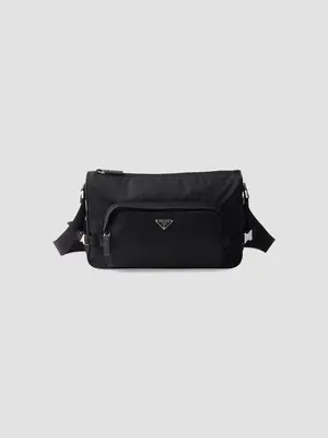 Prada Re-nylon And Saffiano Leather Shoulder Bag - Black