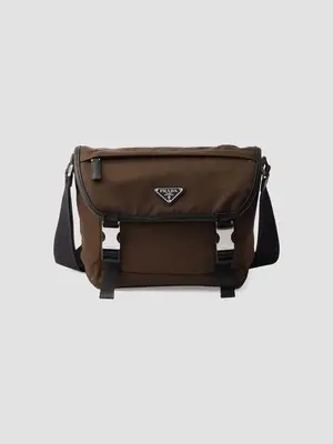 Prada Re-nylon And Saffiano Leather Shoulder Bag - Brown