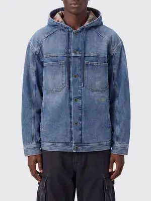 Off-White Cotton Denim Hooded Jacket With Patch Pockets