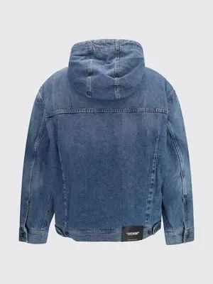 Off-White Cotton Denim Hooded Jacket With Patch Pockets
