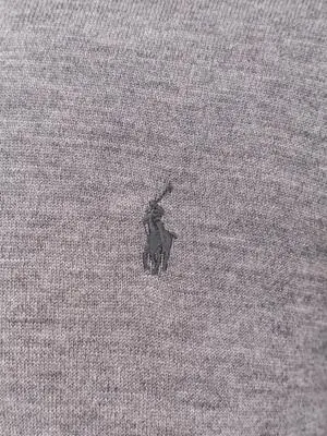 Polo Ralph Lauren Crewneck Jumper In Pure Wool With Embroidered Pony Logo - Grey