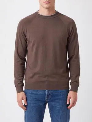 Eleventy Long-sleeved Crewneck Jumper In Pure Wool With Ribbed Trims - Dark