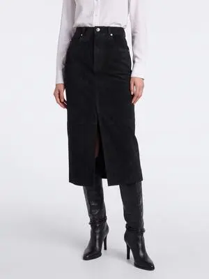 Isabel Marant Étoile Bisane Faux Suede Midi Pencil Skirt - Black