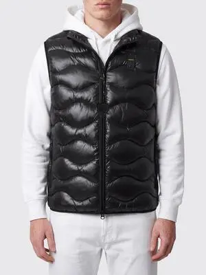 BLAUER. Water-repellent Quilted Nylon Technical Vest With High Neck - Black
