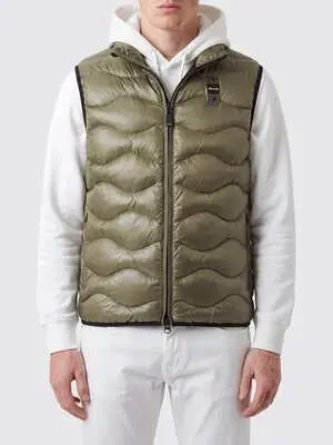BLAUER. Water-repellent Quilted Nylon Technical Vest With High Neck - Green