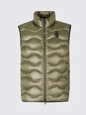 BLAUER. Water-repellent Quilted Nylon Technical Vest With High Neck - Green