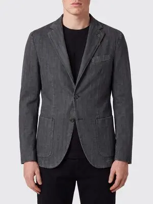 SANTANIELLO Single-breasted Cotton-blend Blazer With Patch Pockets - Grey