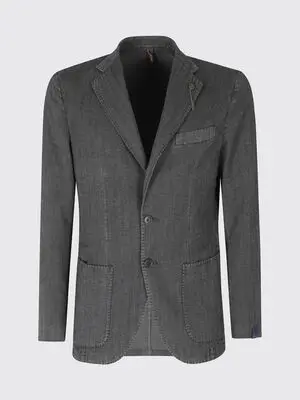 SANTANIELLO Single-breasted Cotton-blend Blazer With Patch Pockets