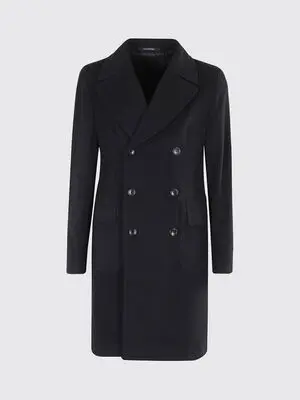 Tagliatore Knee-length Double-breasted Coat In Virgin Wool And Cashmere - Black
