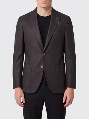 SANTANIELLO Classic Single-breasted Blazer In Wool Blend With Patch Pockets - Grey