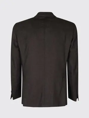 SANTANIELLO Classic Single-breasted Blazer In Wool Blend With Patch Pockets - Grey