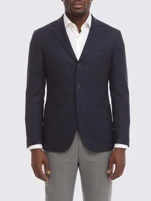Boglioli Classic Single-breasted Blazer In Pure Virgin Wool With Patch Pockets - Blue