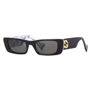 Gucci Rectangular Sunglasses With Logo Detail - Black