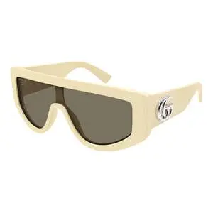 Gucci Gucci Oversized Shield Sunglasses Ivory