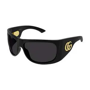 Gucci Oversized Shield Sunglasses With Logo Detail - Black
