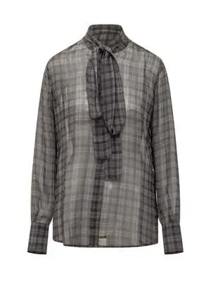 7 For All Mankind Silk Bow Shirt - Grey