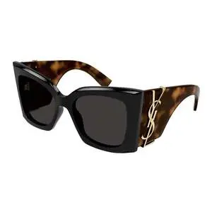 Saint Laurent Mini Havana-style Shield Sunglasses - Havana/black