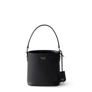 Prada Mini Leather Bucket Handbag - Black