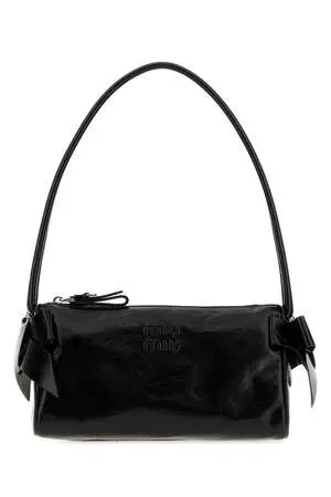 Miu Miu Mini Leather Shoulder Handbag With Silver-tone Hardware - Black