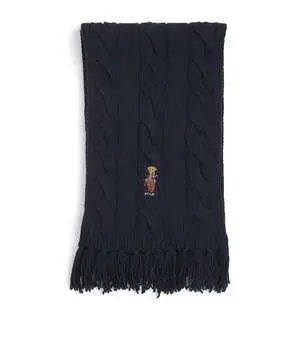Polo Ralph Lauren Wool-blend Cable-knit Bear Scarf - Ivory