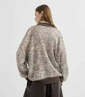 Brunello Cucinelli Dazzling Craquelé V-neck Cardigan