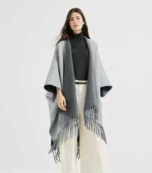 Brunello Cucinelli Wool-cashmere Reversible Poncho